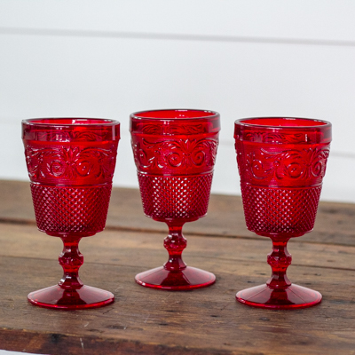 Red Goblets - Vintage Glassware Collection - Sugar Creek Event Rentals