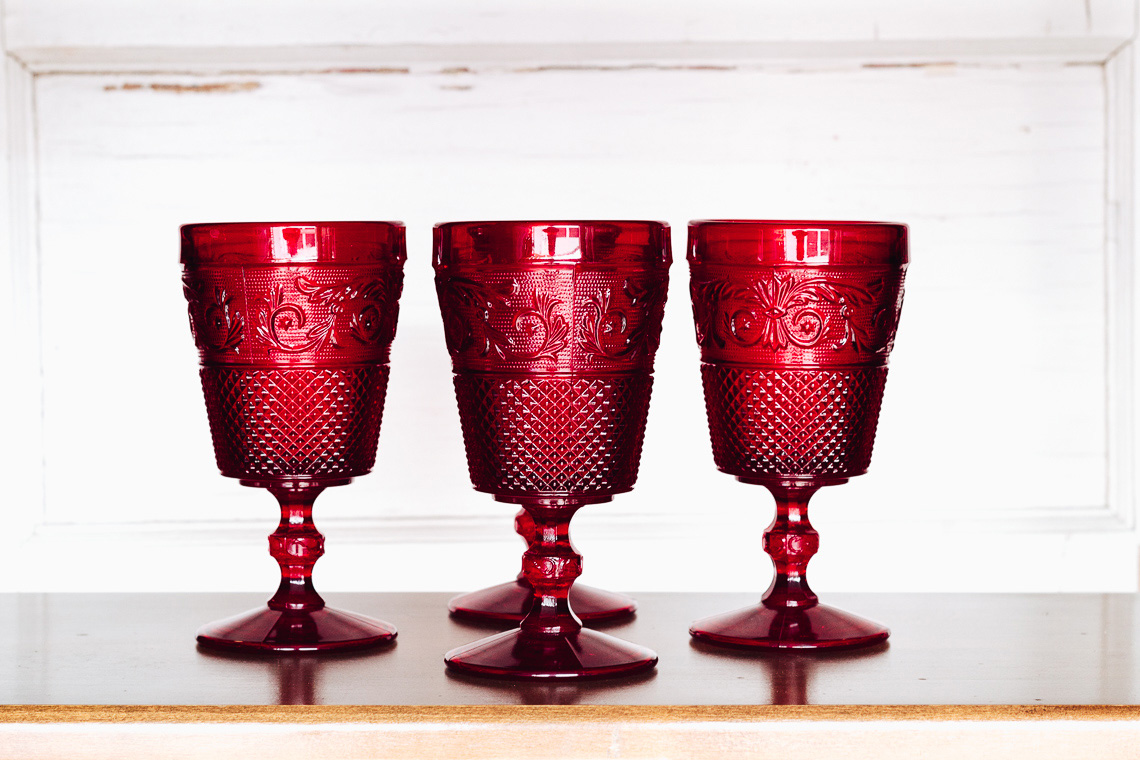 Red Goblets - Vintage Glassware Collection - Sugar Creek Event Rentals