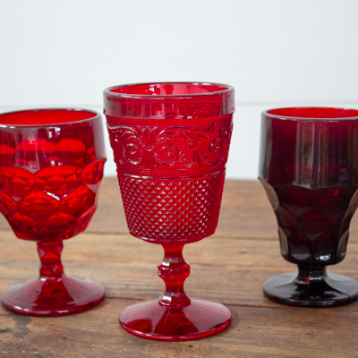 Red Goblets - Vintage Glassware Collection - Sugar Creek Event Rentals