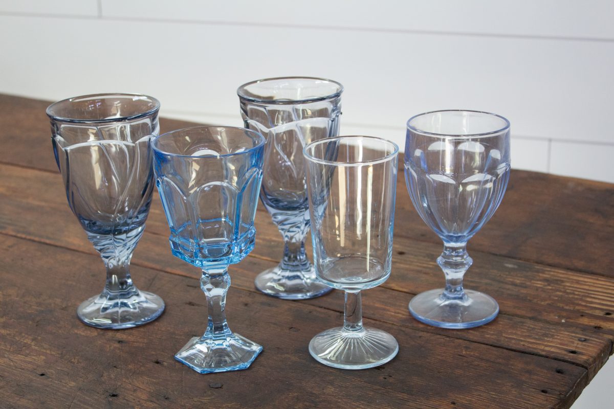 Light Blue Goblets - Vintage Goblet Collection - Sugar Creek Event Rentals