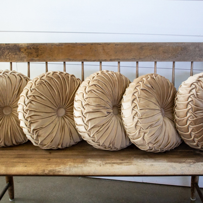 Gold Round Pillows - Sugar Creek Event Rentals