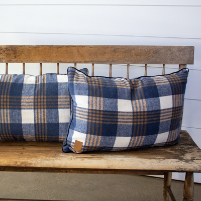 Blue Plaid Pillows - Sugar Creek Event Rentals