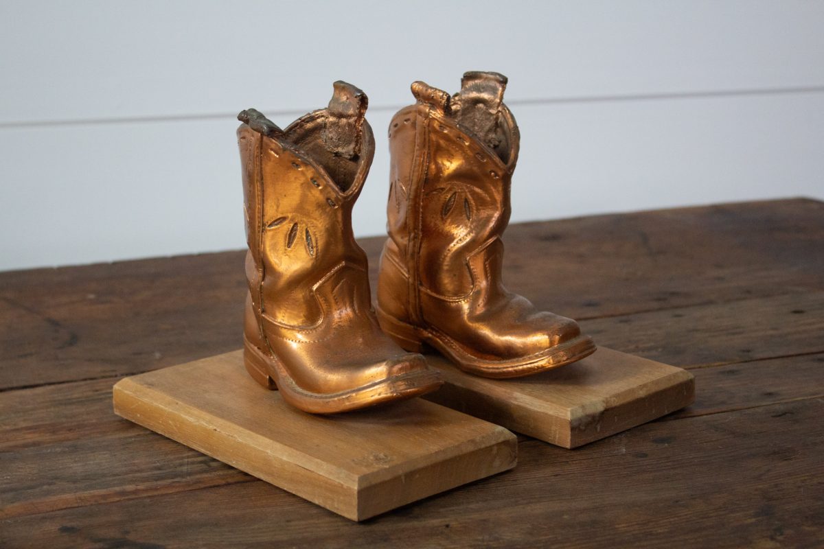 Copper Boot Bookends - Sugar Creek Event Rentals